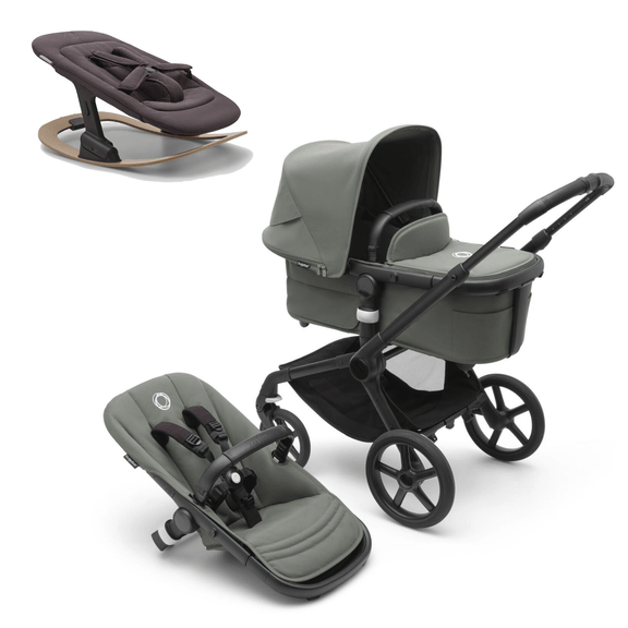Bugaboo Fox 5 Complete - Forest Green + Giraffe Rocker in Tornado Grey ...