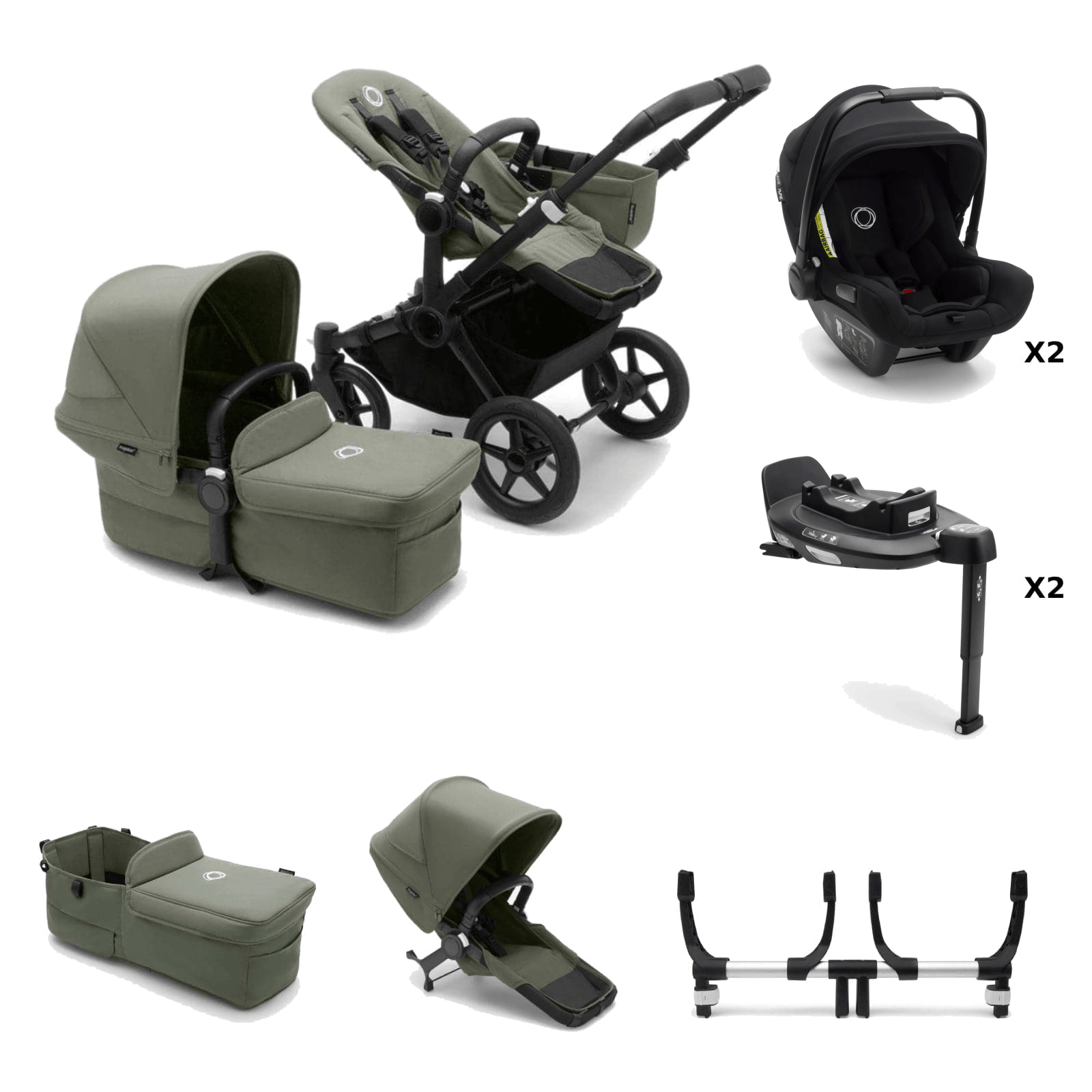 Bugaboo Donkey 5 Twin (Turtle Air) Travel System - Forest Green – UK ...
