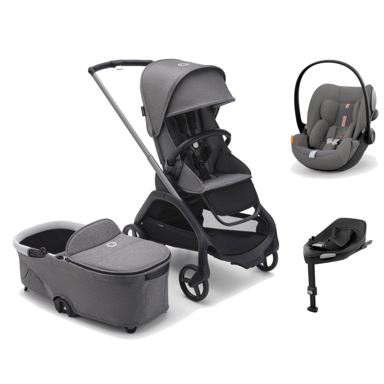 Bugaboo Dragonfly (Cloud G Plus) Travel System - Grey Melange/Lava Gre ...