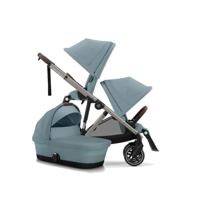 Cybex eGazelle S Double Pushchair - Taupe/Stormy Blue – UK Baby Centre