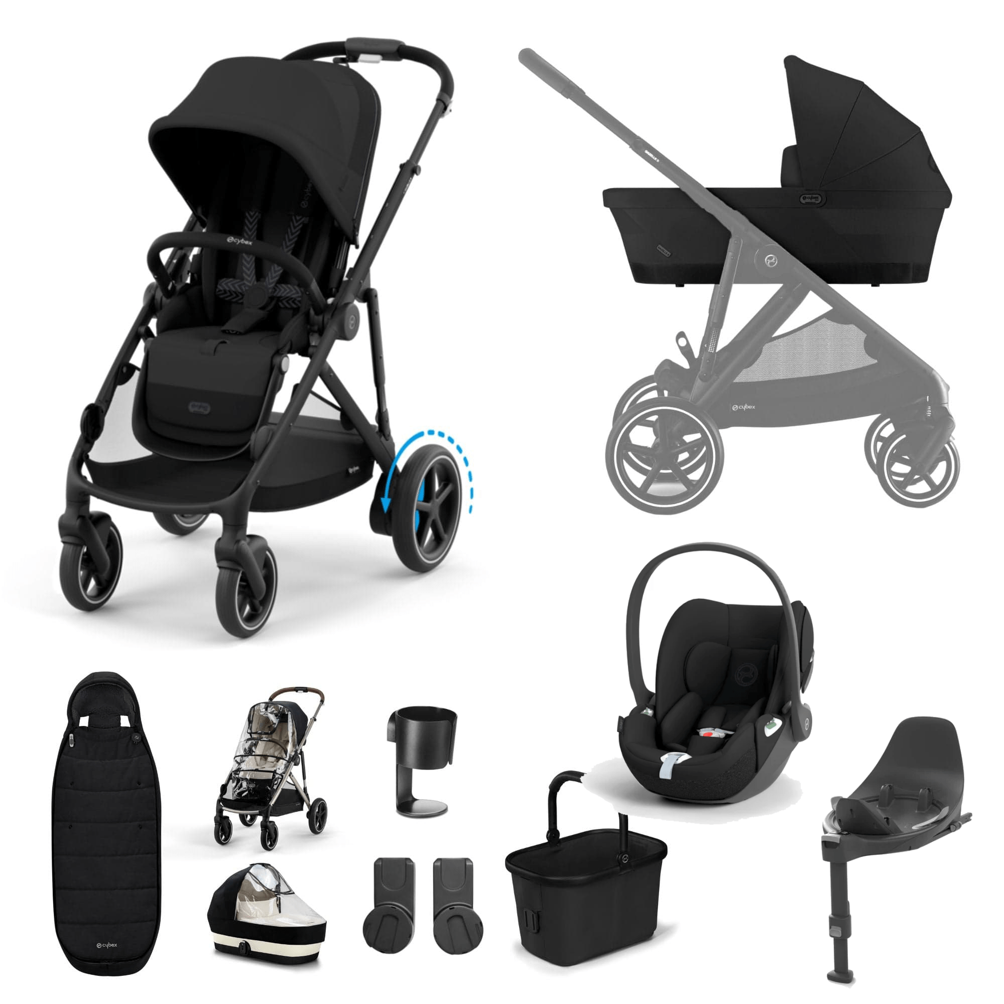 Cybex eGazelle S, Cloud T Travel System - Black/Moon Black – UK Baby Centre