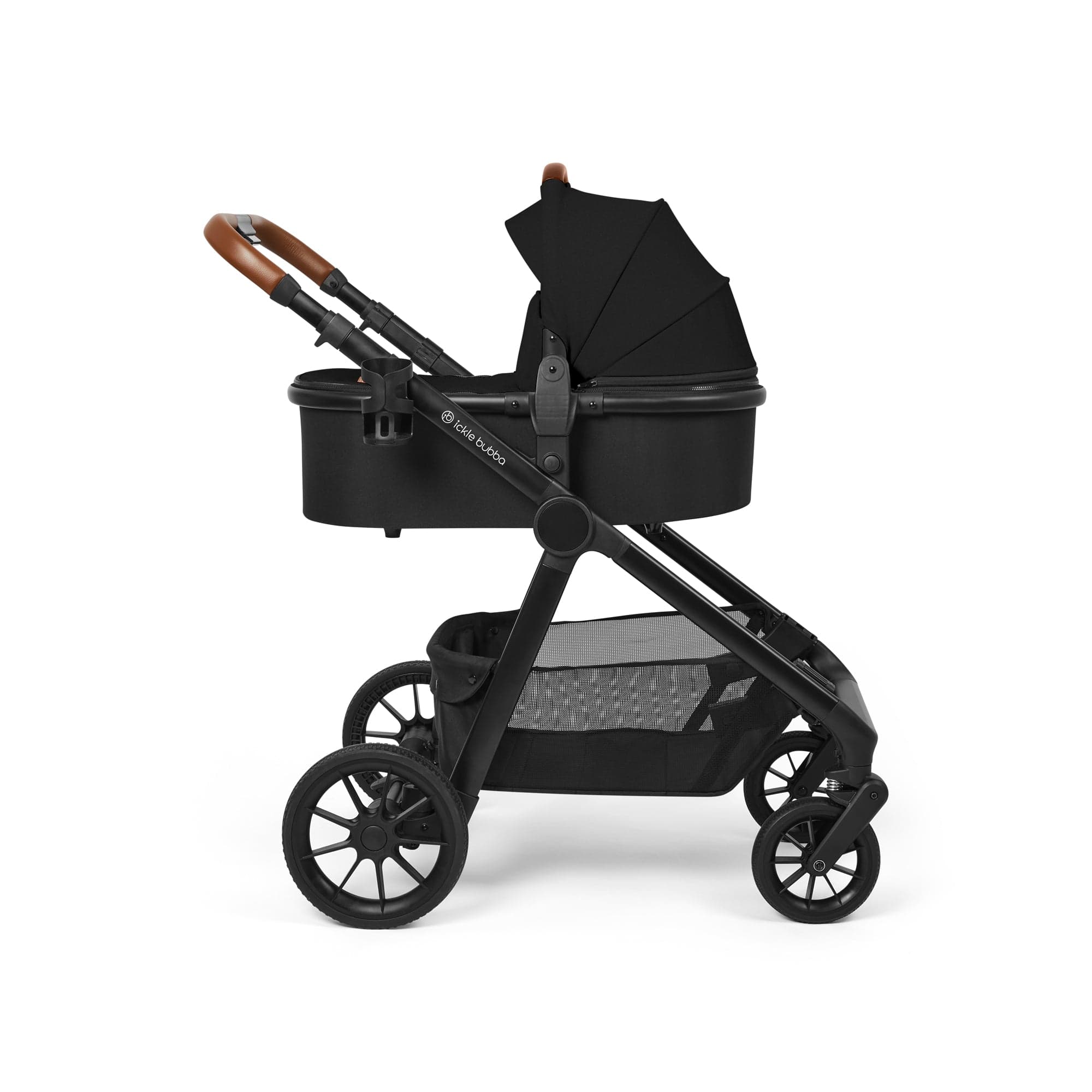 Ickle Bubba Virgo Growing Family 11 Piece Pram - Black / Black / Tan ...