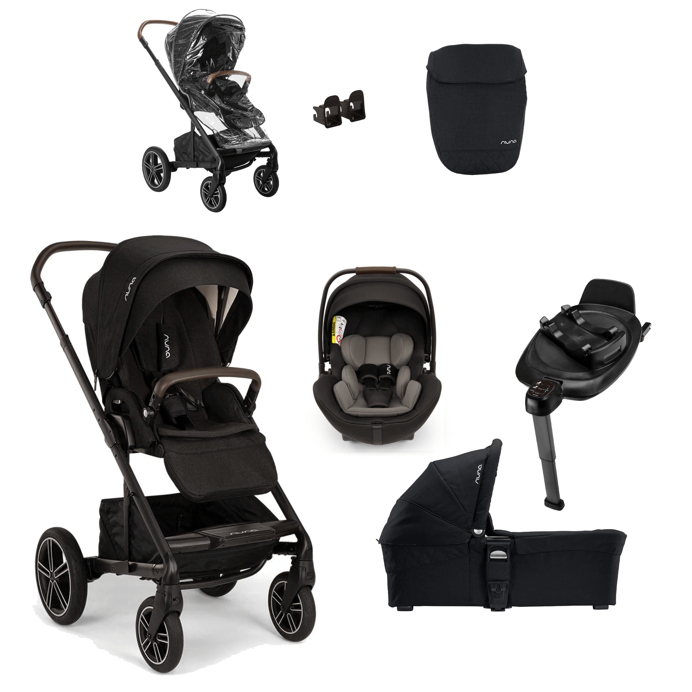 Nuna MIXX Next & ARRA Flex Travel System - Caviar (Chocolate Leatheret ...