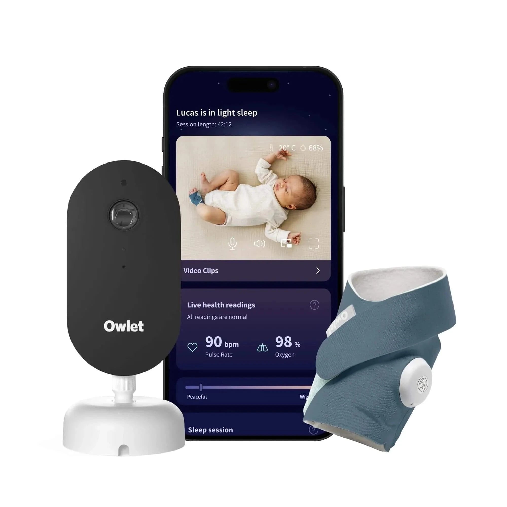 Owlet Dream Duo Baby Monitor Bedtime Blue - Medically Certified Sock ...