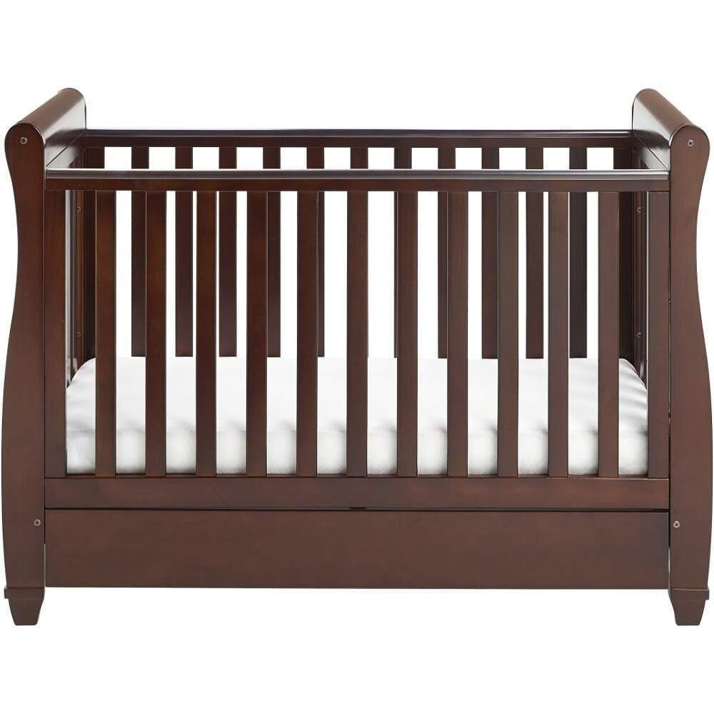 Babymore Eva Drop Side Cot Bed with Drawer - Brown – UK Baby Centre