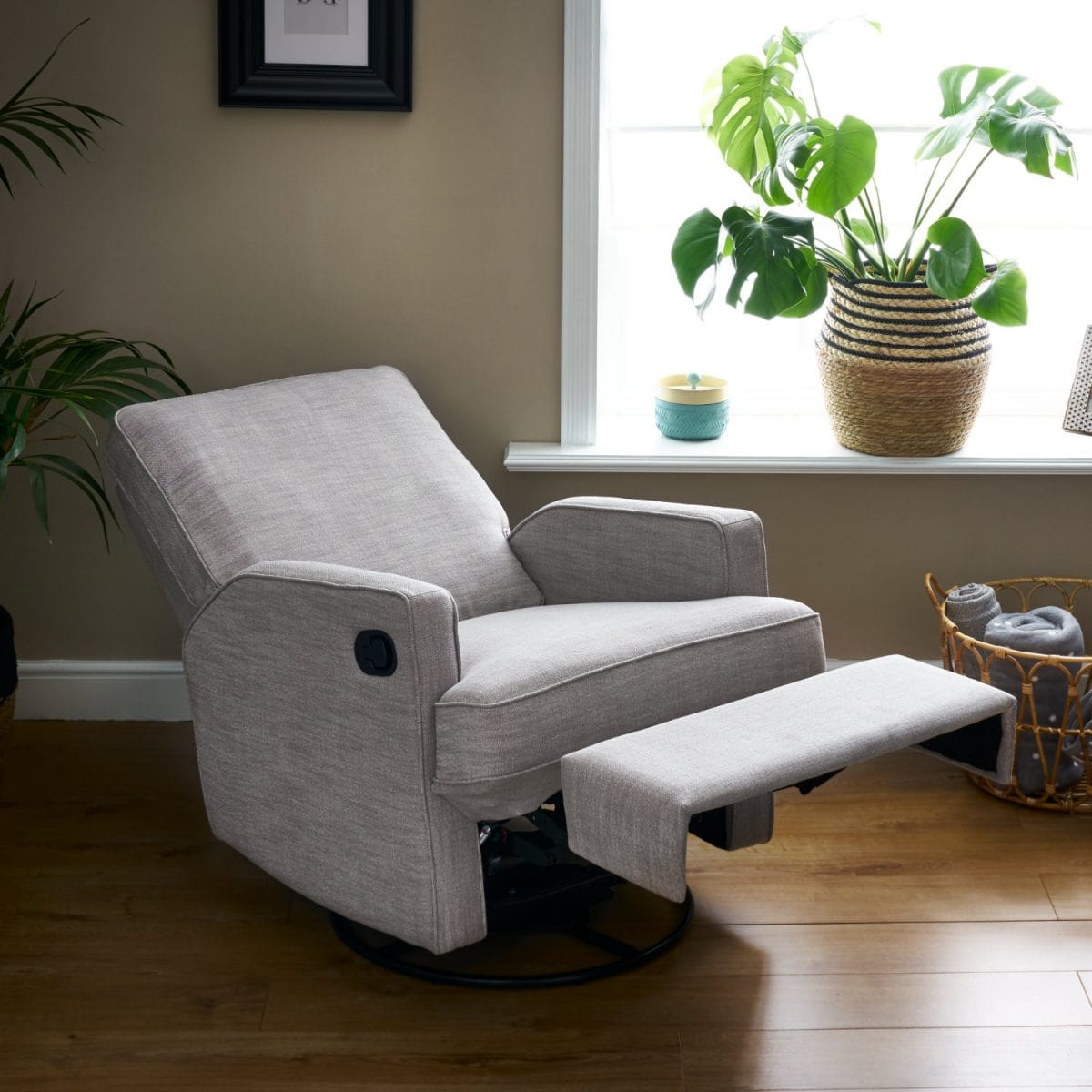 Obaby Madison Swivel Glider Recliner Chair Pebble